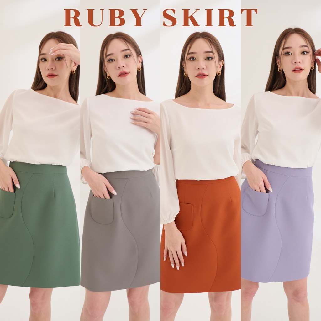 VITAVADEE Ruby Skirt Vol.2 [New Color] กระโปรงทรงเอ มีกระเป๋า สีใหม่ | Shopee Thailand
