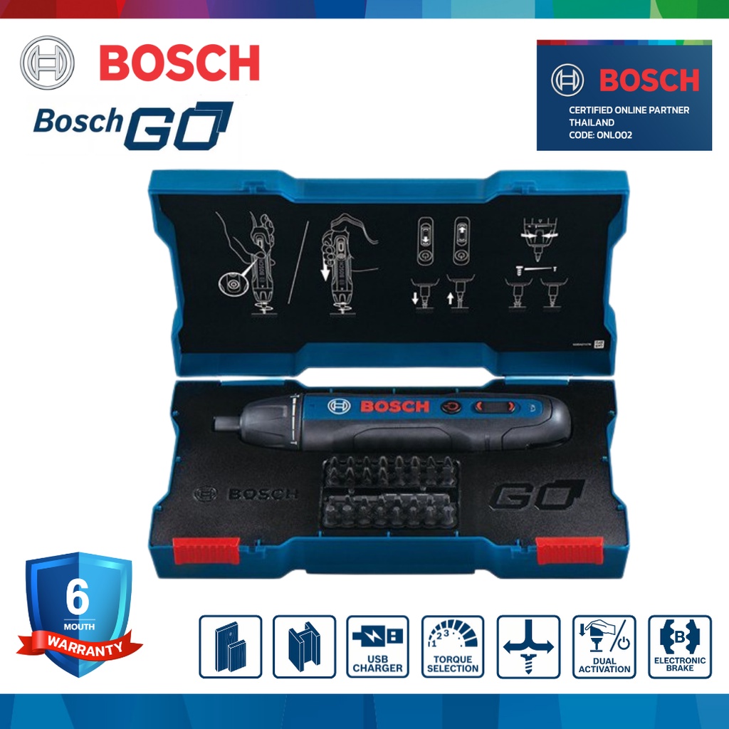 BOSCH GO 2.0 (KIT) บ็อช ไขควงแบตเตอรี่ ครบเซ็ท Li-Ion 3.6V เวอร์ชั่น ...