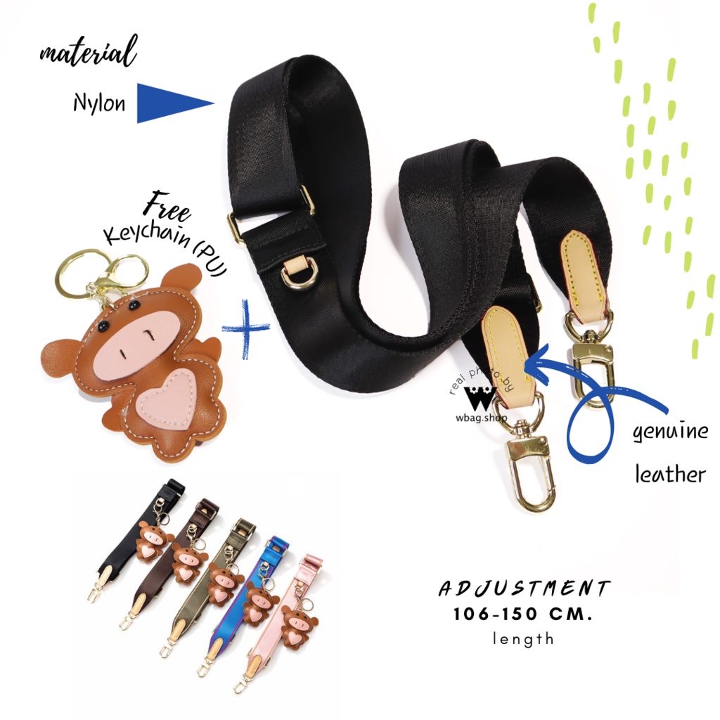wbag สายกระเป๋า ผ้าไนล่อนหนังแท้ ปรับความยาวได้ อะไหล่ทอง - wbag.shop ...