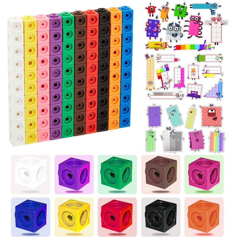 100pcs Numberblocks Multilink Linking Counting Cubes Snap Blocks ...