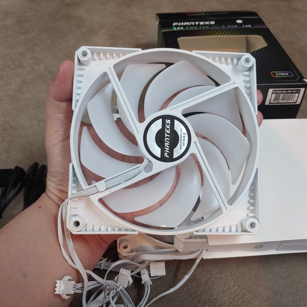 (3 ตัวสายแปลง) 140MM FAN Phanteks SK140 5V D-RGB (ARGB) สีขาว 3IN1 PACK ...