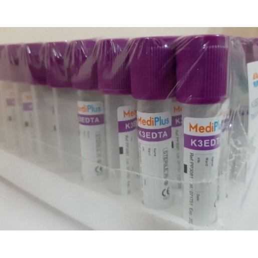 K3 EDTA 3.0 ML 100 หลอดแพค ยี่ห้อ MEDIPLUS ยกลัง 10 แพค ...