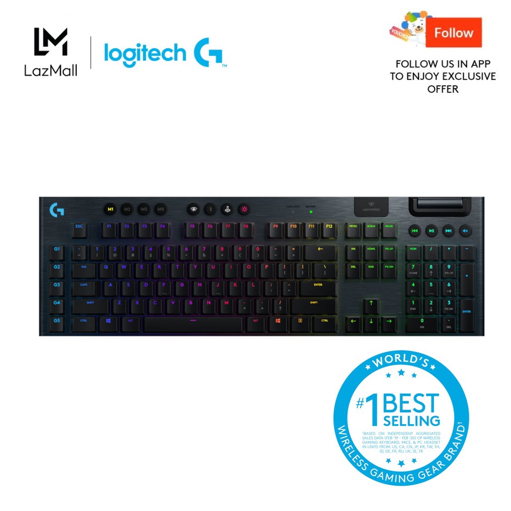 Logitech G915 LIGHTSPEED RGB Mechanical Gaming Keyboard, Low Profile GL ...