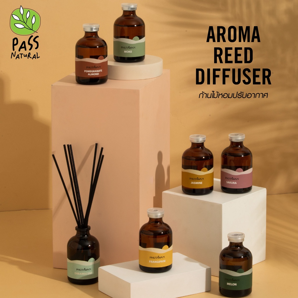 ก้านไม้หอมปรับอากาศ 100 ml Phutawan Aroma Reed Diffuser ภูตะวัน ...