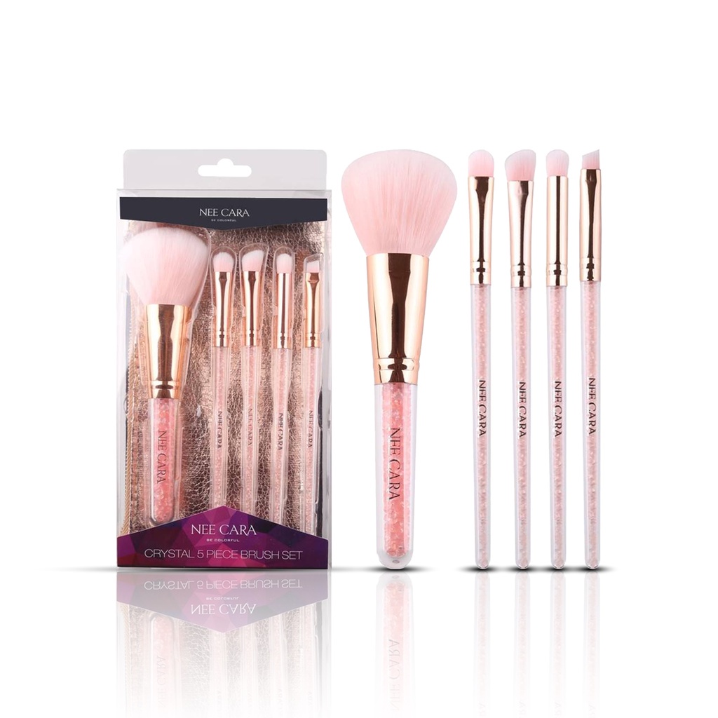 Nee Cara Pink Crystal 5 pcs Brush N117neecara ชุด แปรง แต่งหน้า คริสตัล ...