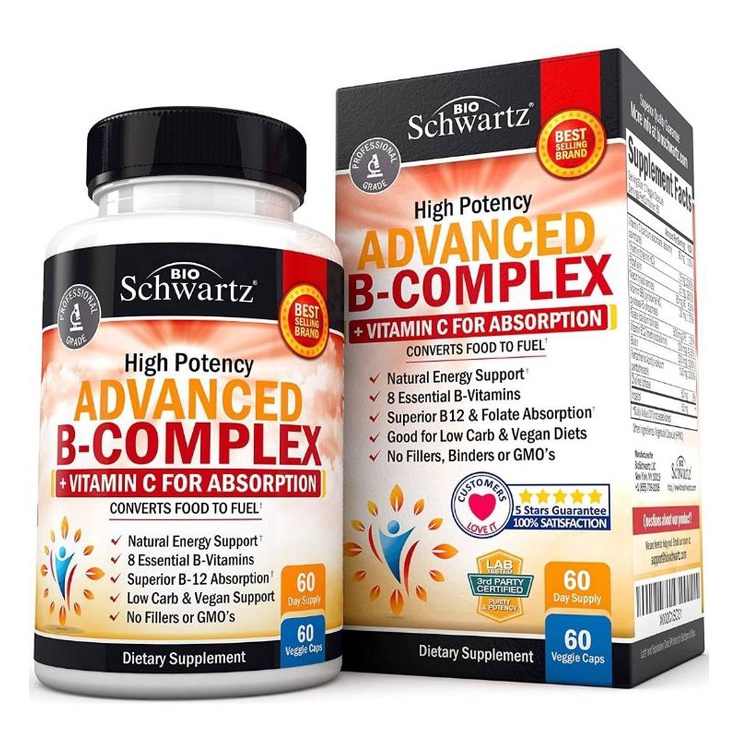 Vitamin B Complex with Vitamin C for Maximum Absorption 60 Capsules ...
