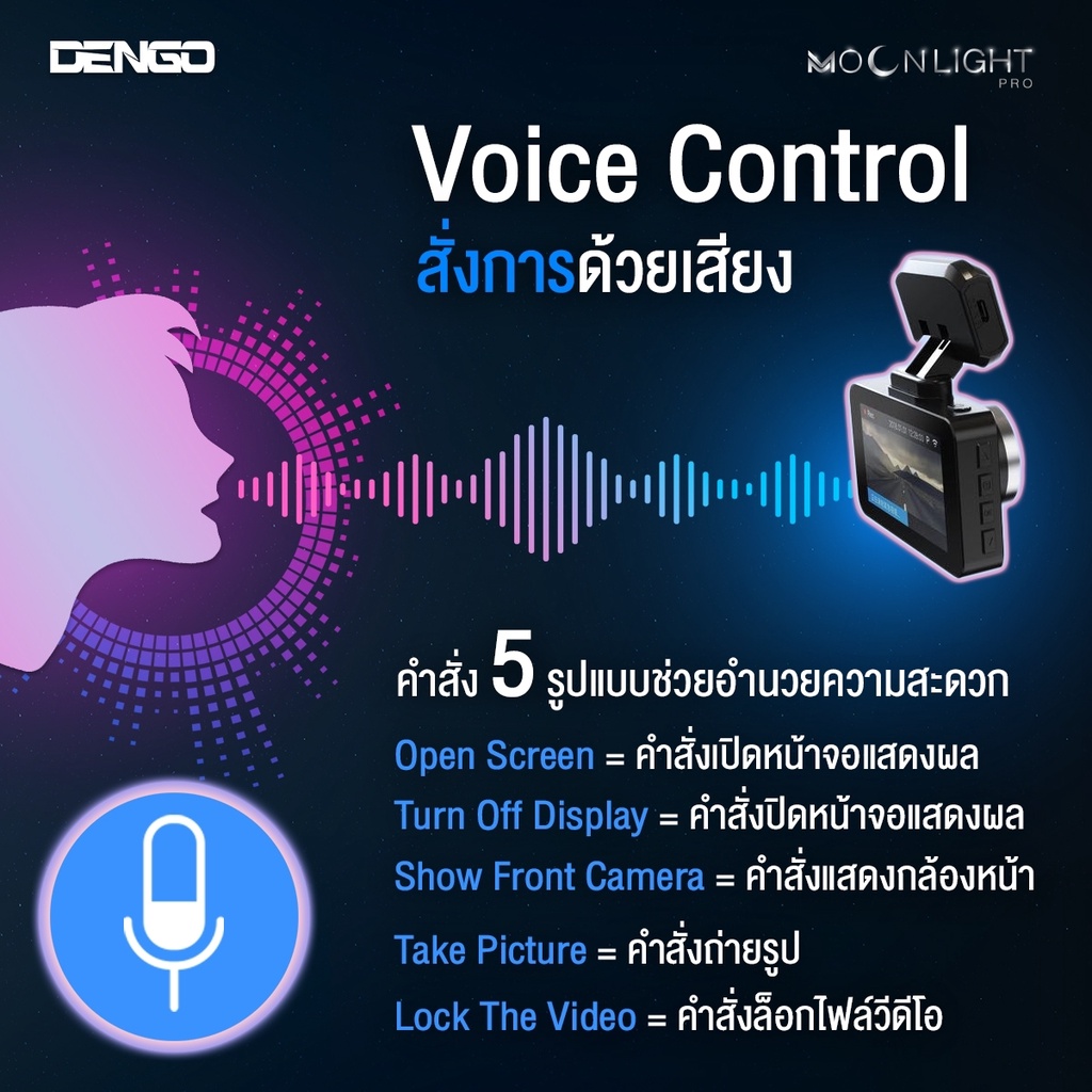 แพ็คคู่เมมฯ 32 GB Dengo Moonlight Pro กล้องติดรถยนต์ Wifi 2 กล้องหน้า ...