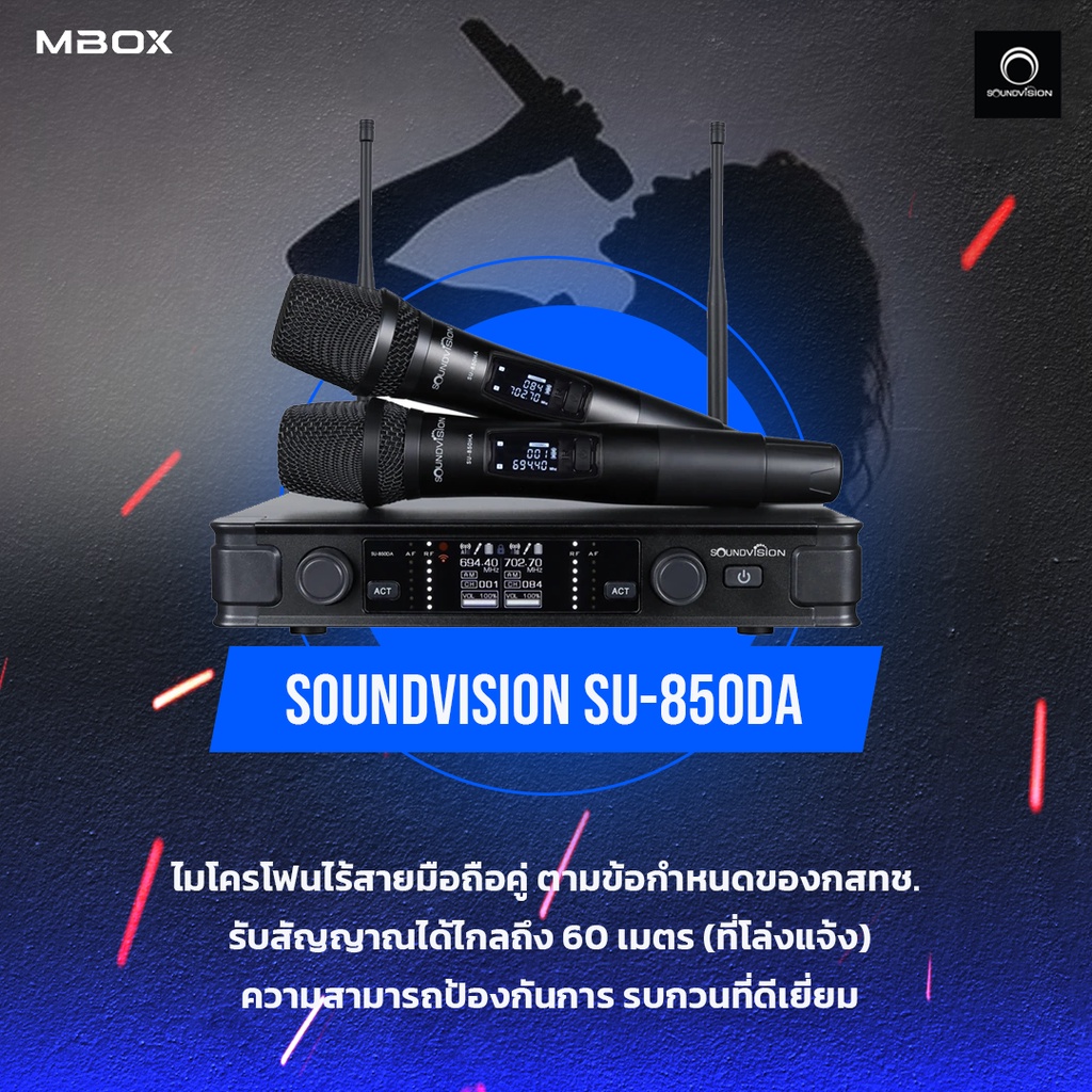 Soundvision ไมค์ลอย มือถือคู่ ไมโครโฟนไร้สายสำหรับร้องคาราโอเกะ พูด ...