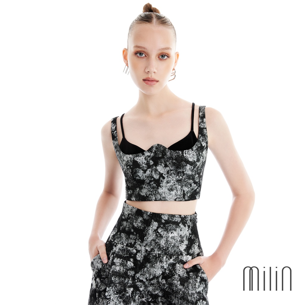 [MILIN] Spry Top Structured bustier spaghetti underlay cropped top ...