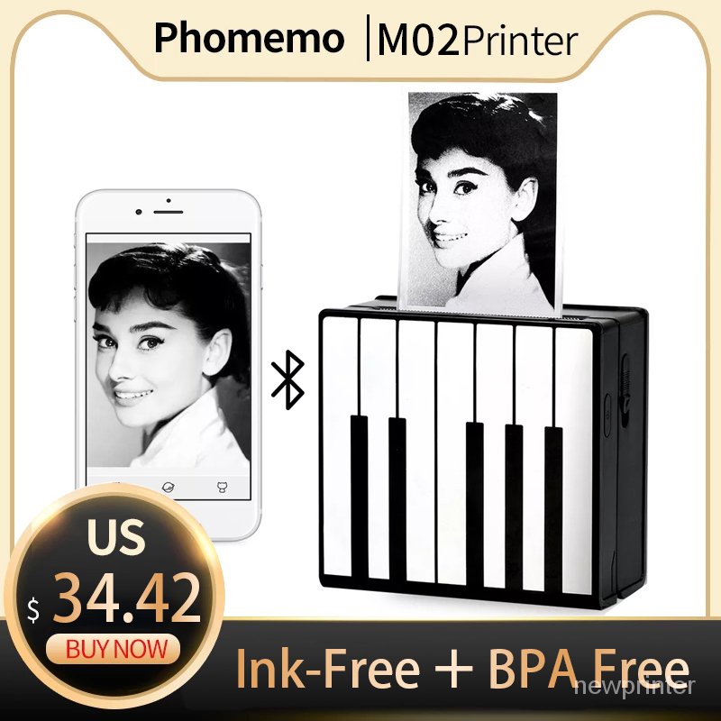 Portable Printer Phomemo M02 Photo Maker Machine Sticky Note Ink-Free ...