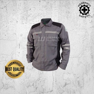 แท้จริงHITAM Long Sleeve Work Wearpack / Gray Black Combination Safety ...