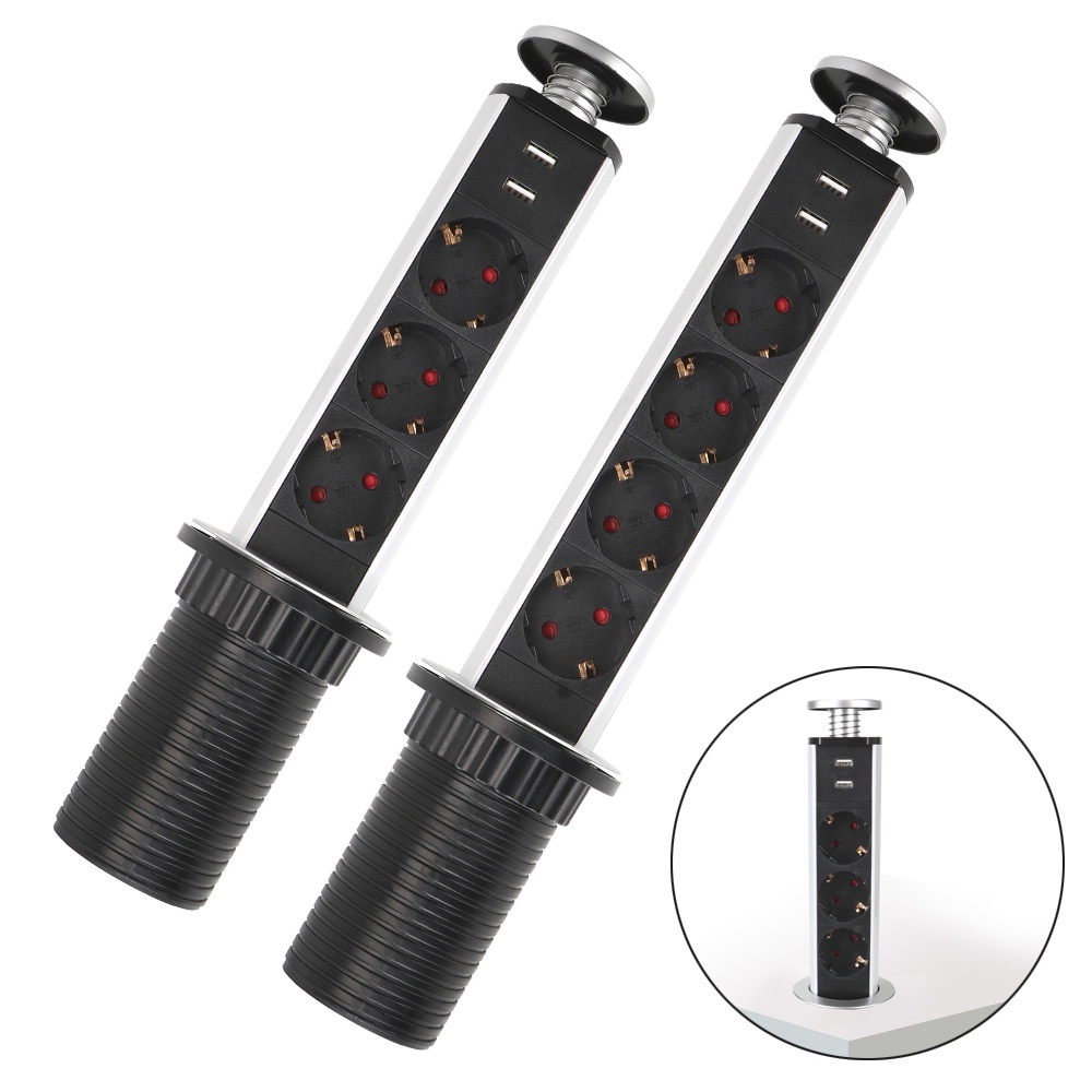 Hidden Desktop Sockets Kitchen Table Pop Up Electrical Socket 3/4 power ...