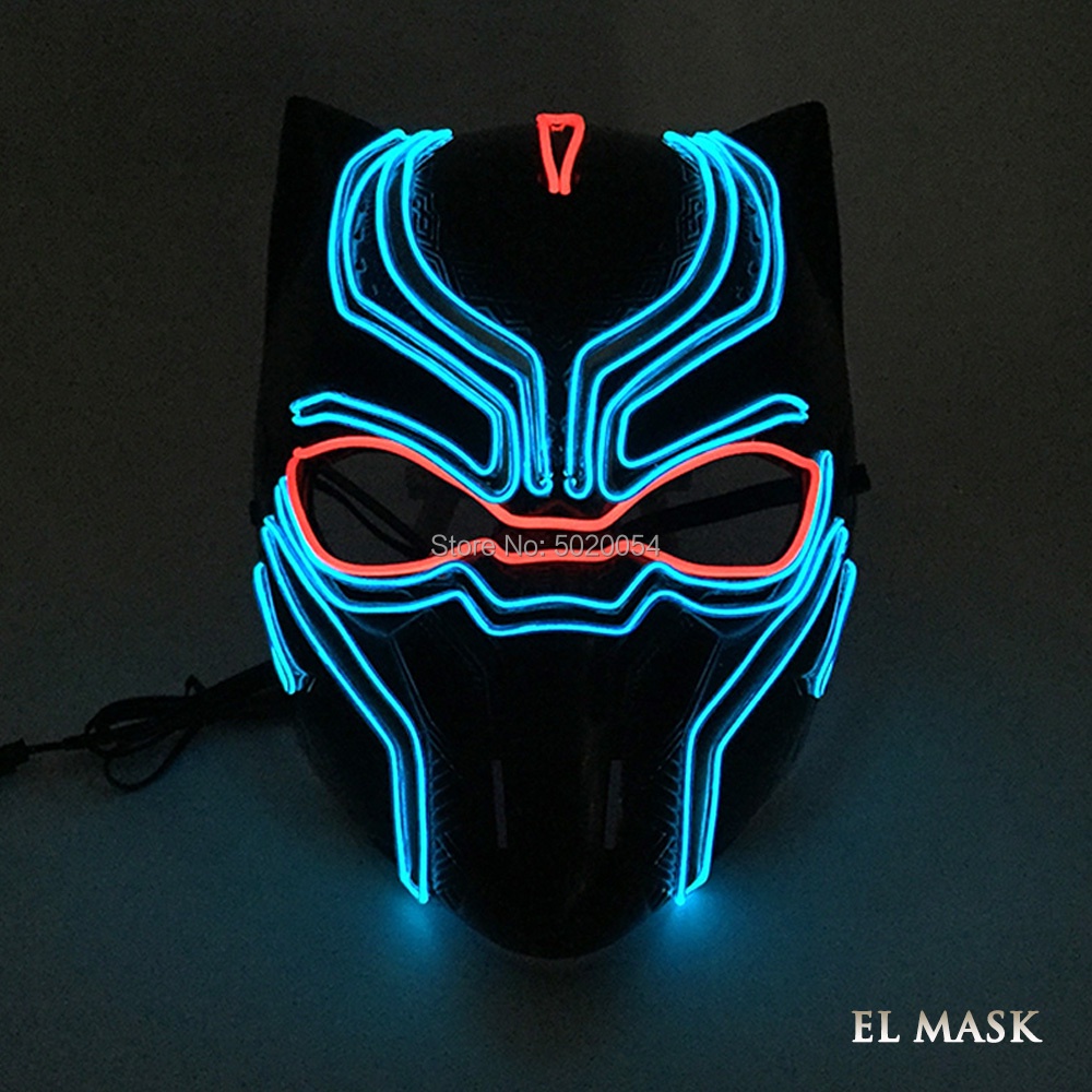 Masquerade Decoration Props Black Panther Cosplay Neon Light Up El Wire ...