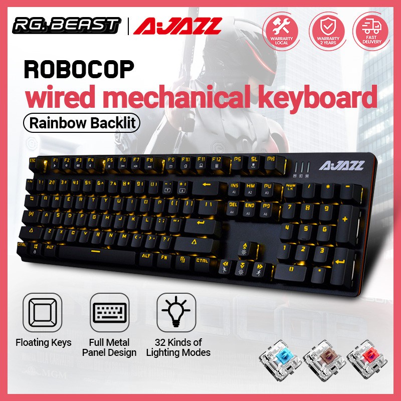 RG.BEAST AJAZZ ROBOCOP Gaming Keyboard Mechanical Backlit Keyboard ...