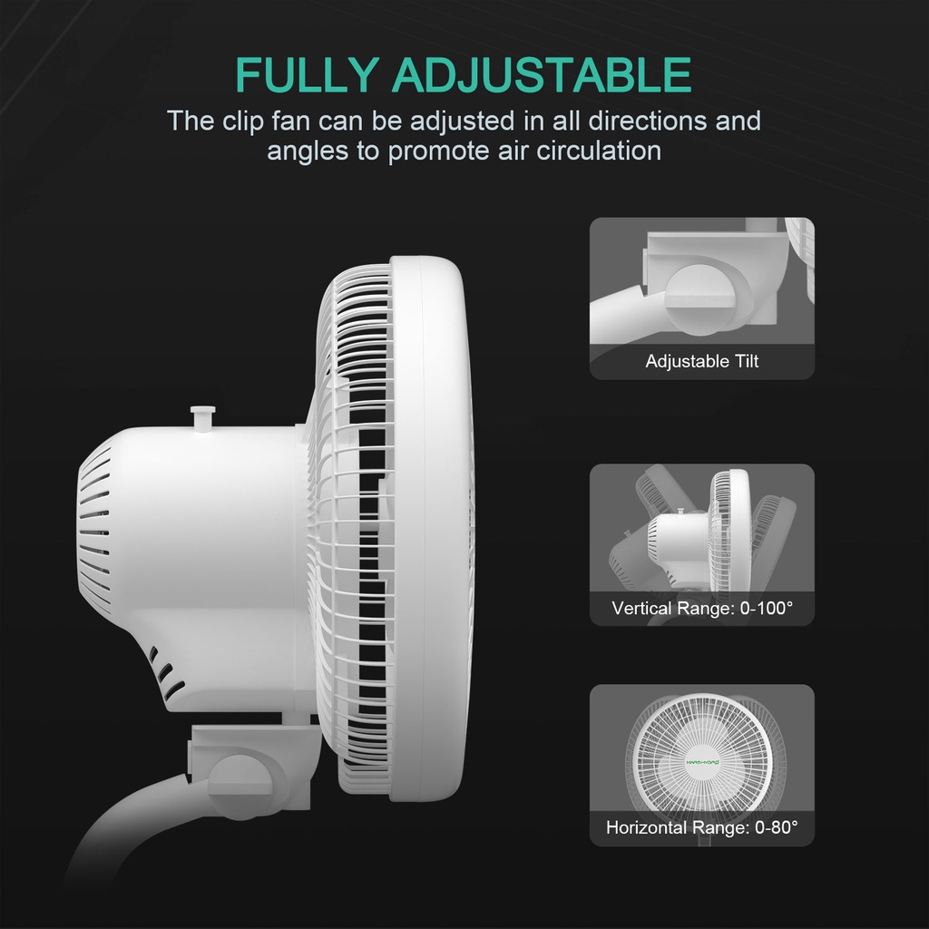 Newส่งฟรีพัดลมพกพา แฟนคลิป Mars Hydro 6.5 Inch Oscillating Clip-On Fan ...