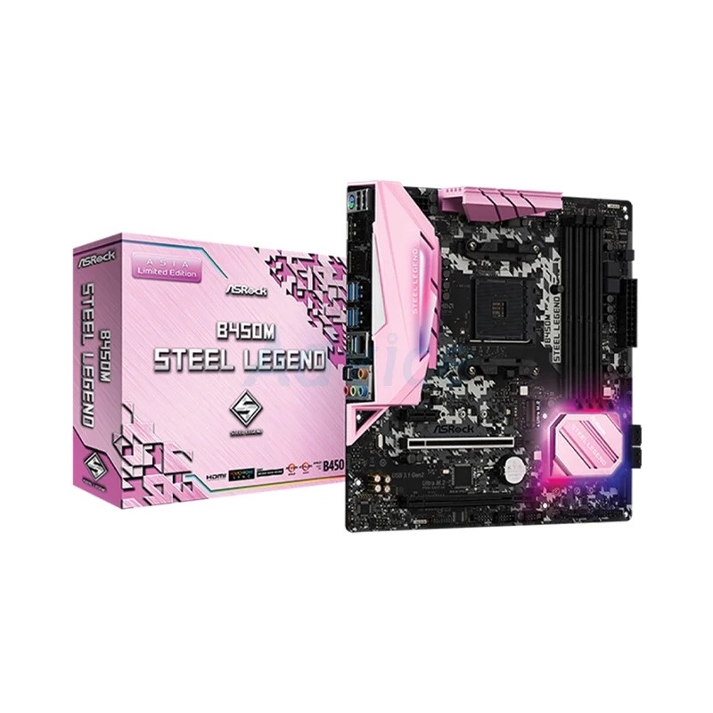 ASROCK B450M STEEL LEGEND PINK Edition AM4 | Shopee Thailand