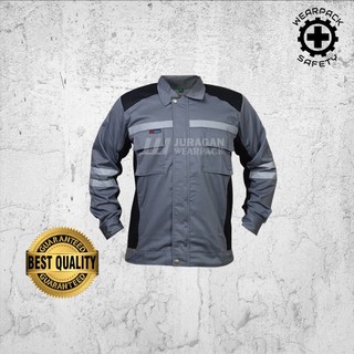 แท้จริงHITAM Long Sleeve Work Wearpack / Gray Black Combination Safety ...