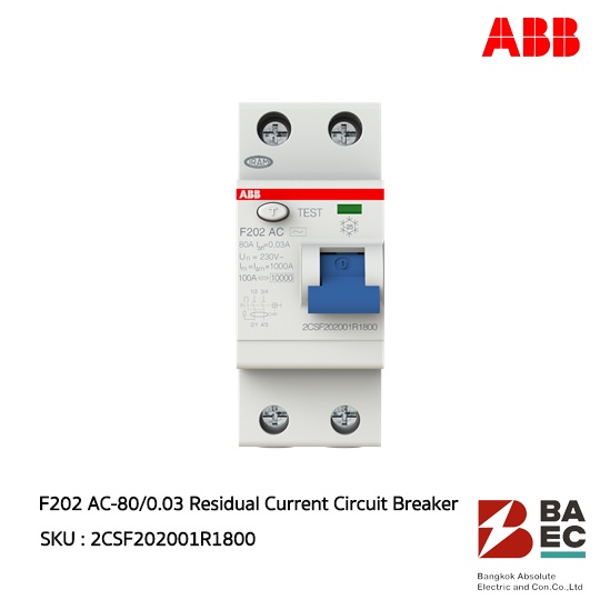 ABB F202 AC-80/0.03 Residual Current Circuit Breaker | Shopee Thailand