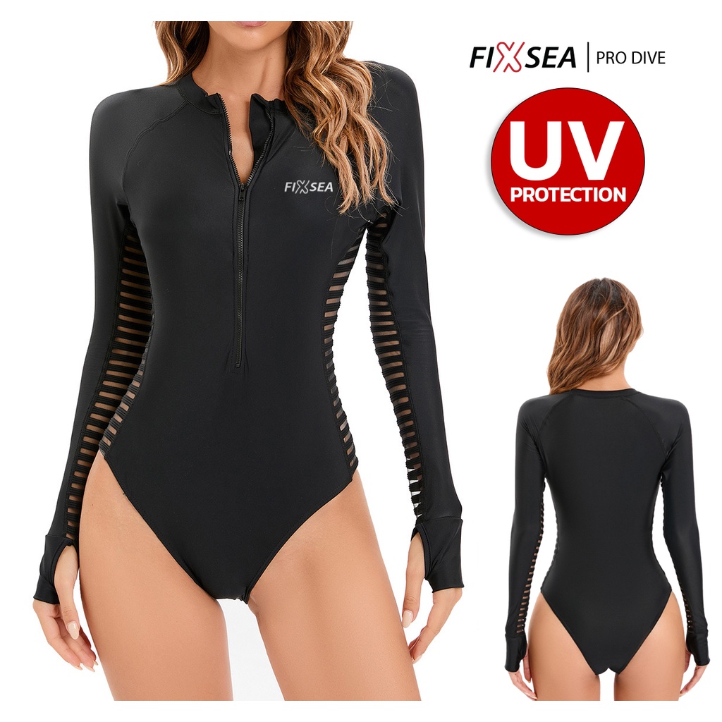 Uv Sleeve Swimsuit ชุดว่ายน้ำ ชุดเซิร์ฟ วันพีช แขนยาว Fixme One Piece