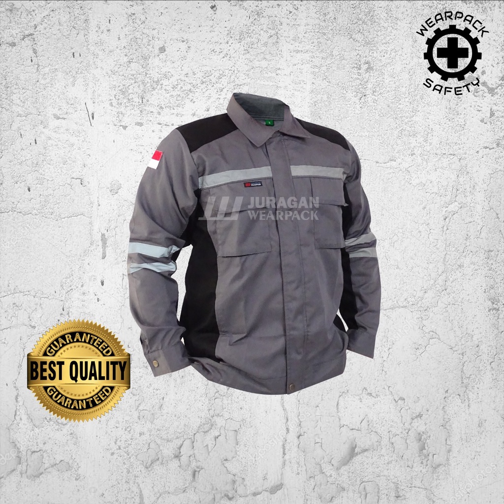 แท้จริงHITAM Long Sleeve Work Wearpack / Gray Black Combination Safety ...
