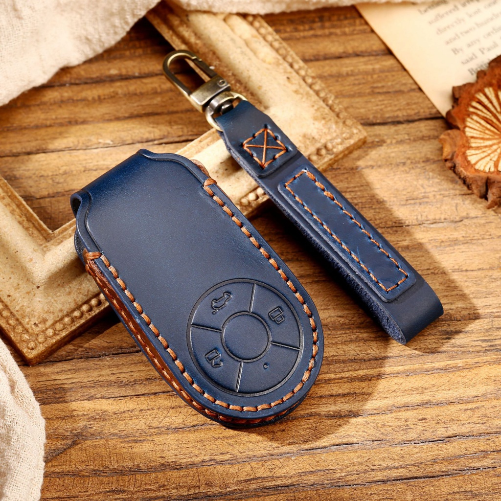 Car Key Pouch Real Leather Case Cover Fob Holder Keychain Keyring ...