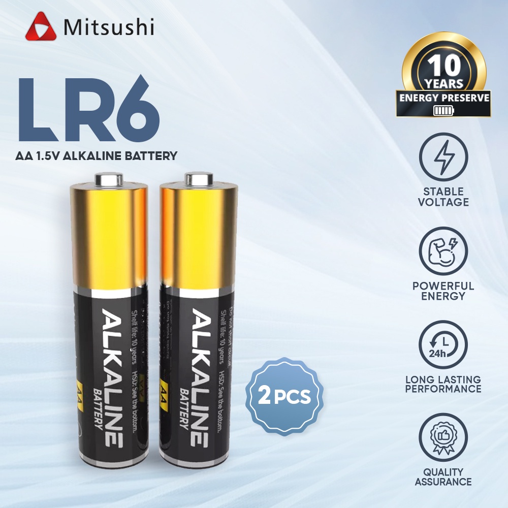 Mitsushi 18500 LR6 1.5V 2pcs. AA Alkaline Battery | Shopee Thailand