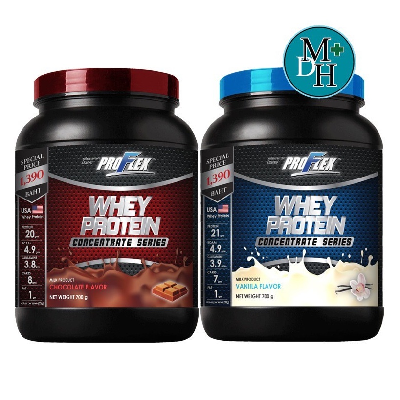 ProFlex Whey Protein Concentrate โปรเฟล็กซ์ เวย์โปรตีน สร้างกล้ามเนื้อ ขนาด 700 กรัม Vanilla ...