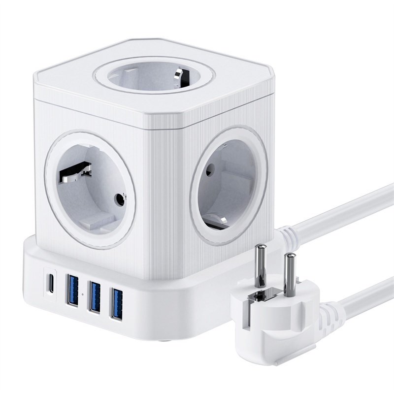 Type C 20W Fast Charger 5 Outlet 4 USB Ports Tower Socket 4000W/16A EU ...