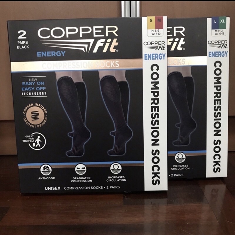 Saleถุงเท้าCOPPER FIT COMPRESSION SOCKS (ORIGINAL) 1กล่องมี2 คู่ ใช้ได้ ...