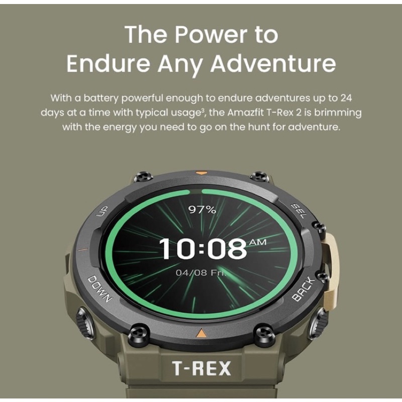 Amazfit T-Rex 2 สมาร์ทวอทซ์สายพันธุ์แกร่ง มาตรฐาน Military Grade ประกัน ...