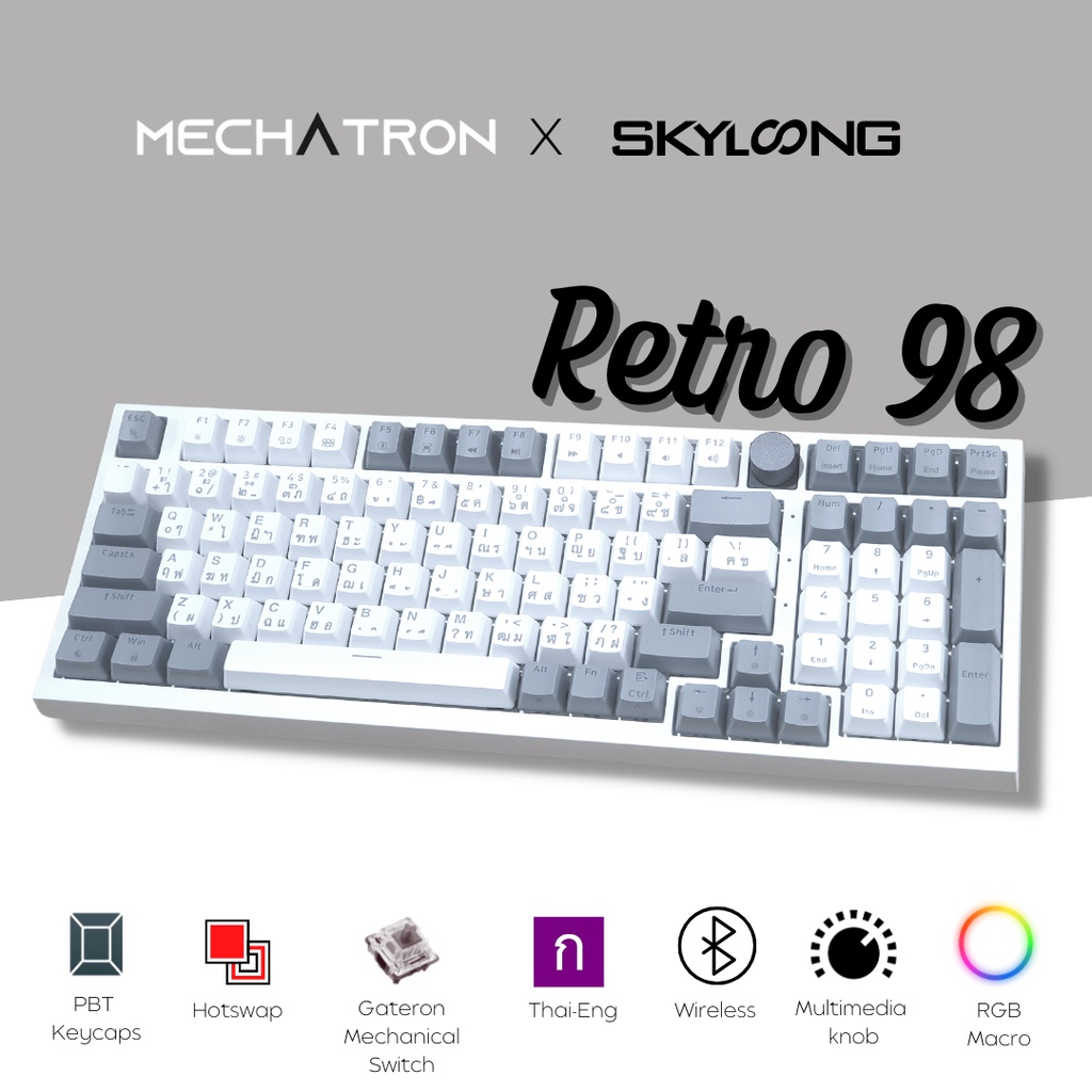 [Key TH-EN] Retro 98 Wireless Mechanical Keyboard GK980+ แมคคานิคอล ...