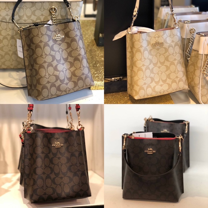 COACH Mollie Bucket Bag 22 In Signature Chambray มี4 CA583 | Shopee ...