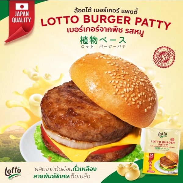 (2 ชิ้นต่อแพค) Lotto plant-based Burger Patty เบอร์เกอร์จากพืช ...