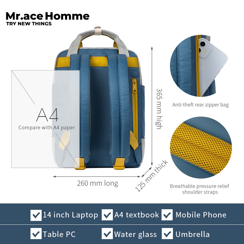 Mr. ace Homme Planet Series Backpack กระเป๋าเป้ กระเป๋าสะพายหลัง ความจุ ...