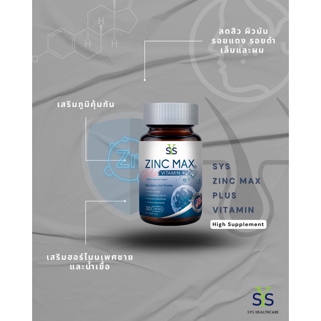 SYS ZINC MAX PLUS VITAMIN 30’s -Zinc Booster ซิ้งค์ วิตามิน เพื่อสุขภาพ ...