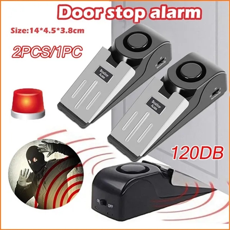 1/2 Pcs Mini Alarm Door Stop Alarm 120db Great For Home Wedge Shaped ...