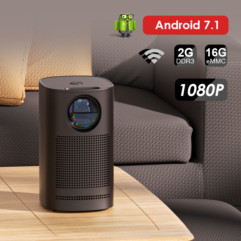 TOPSION Android 7.1 Projector Full HD 1080P Mini LED Portable Projector ...