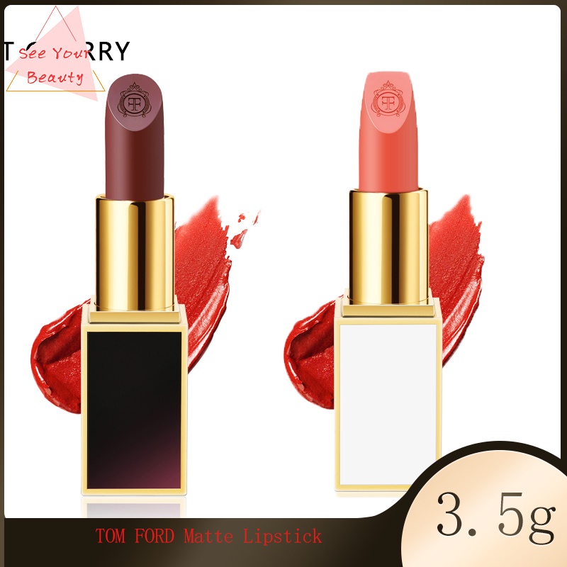 TF Lipstick TOM FORD Black Tube White Thin Tube Matte Lipstick ลิปสติก ทอม ฟอร์ด 01 02 100 3.5g ...