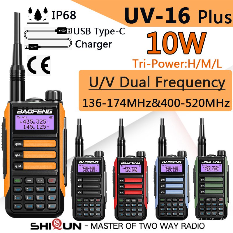 BaoFeng UV 16 Pro High Power Walkie Talkie USB Type-C Long Range VHF ...