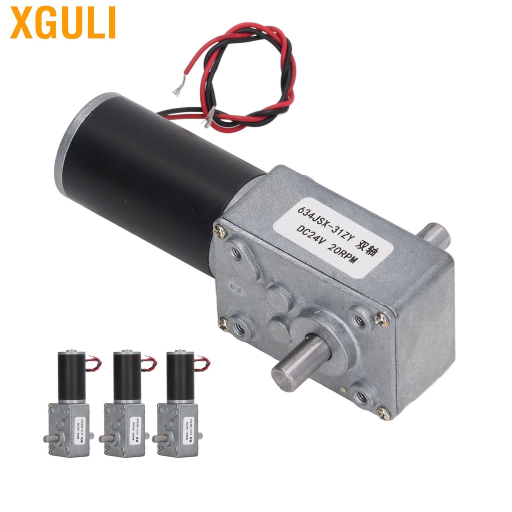 Xguli Gear Motor DC 24V Speed Reduction Self Locking Dual Shaft ...