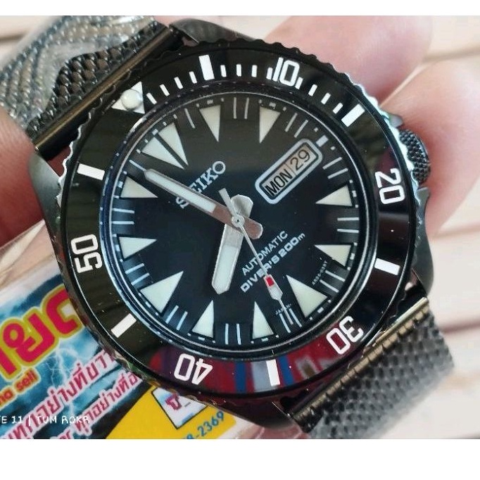 Seiko SKX Mod Monster Dial ,The Fang Super Black | Shopee Thailand