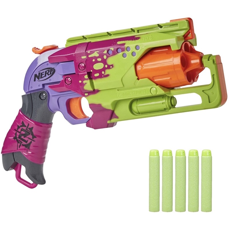 NERF Zombie Strike Hammershot Blaster Toy 5 Zombie Strike Darts ...