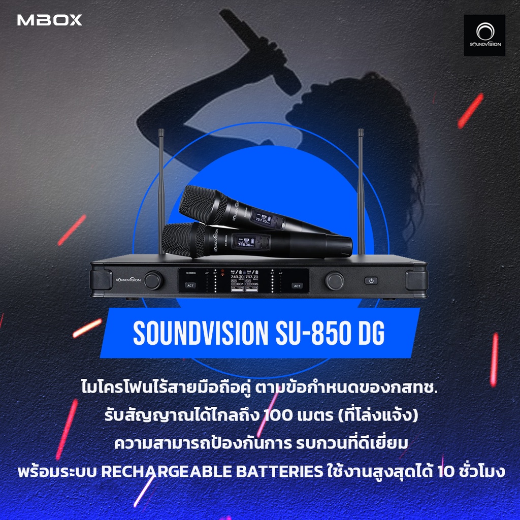 Soundvision ไมค์ลอย มือถือคู่ ไมโครโฟนไร้สายสำหรับร้องคาราโอเกะ พูด ประชุม คุณภาพสูง ...