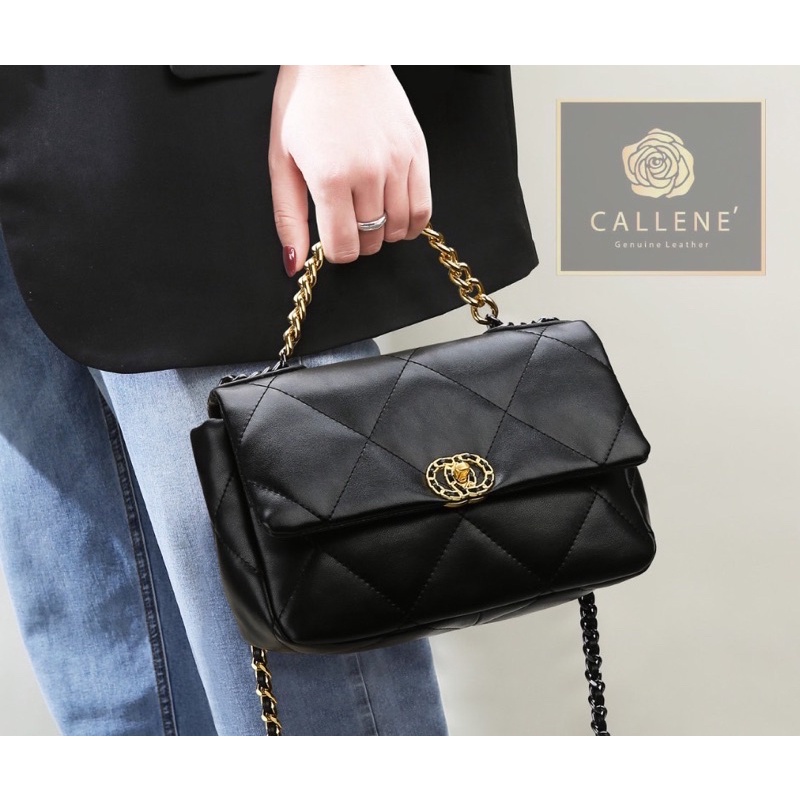 CALLENE กระเป๋าสะพายหนังแท้แถมถุงผ้าแบรนด์สกรีนลายC16 - callene ...