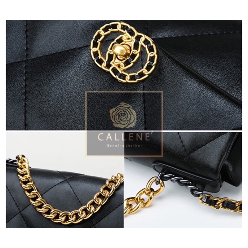 CALLENE กระเป๋าสะพายหนังแท้แถมถุงผ้าแบรนด์สกรีนลายC16 - callene ...