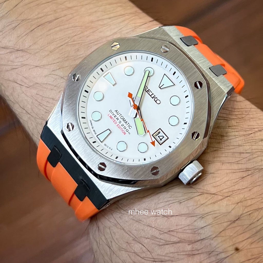 Seiko Mod AP Style Model white Orange Sapphire Glass Automatic Watch ...