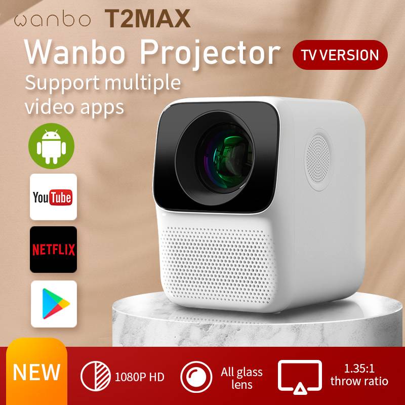 2f5 Global Android Wanbo Mini Projector T2 MAX 4K HD 1080P LED WIFI ...