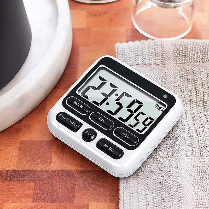 Digital Kitchen Timer with Mute/Loud Alarm Switch ON/OFF ,12 Hour Clock ...