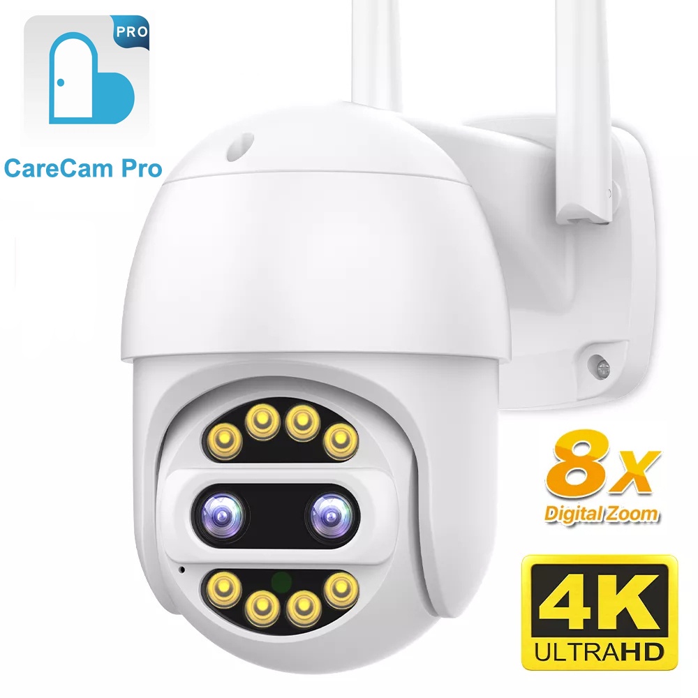 CareCam 4K 8MP Dual Lens PTZ Camera WiFi Outdoor 8X Zoom CCTV Security ...