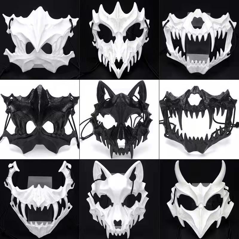 Party Mask Demon Werewolf Tigers Skull Half Face Cover Mask Halloween ...
